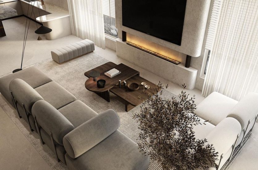 Embrancing Neutrals Colors In This Beauty Living Room In Dubai | Modern ...